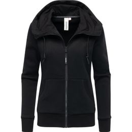 Kapuzensweatjacke Ragwear "Neskia Zip", Damen, Gr. XS (34), schwarz, Material: 70% Baumwolle, 30% Polyester, körpernah hüftbedeckend, hoch geschlossener Ausschnitt, Ärmel ohne Ärmelschlitz Rippbündchen, Sweatjacken, Weiche Sweatjacke mit Kapuze