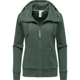 Kapuzensweatjacke Ragwear "Neskia Zip", Damen, Gr. L (40), tannengrün, Material: 70% Baumwolle, 30% Polyester, körpernah hüftbedeckend, hoch geschlossener Ausschnitt, Ärmel ohne Ärmelschlitz Rippbündchen, Sweatjacken, Weiche Sweatjacke mit Kapuze