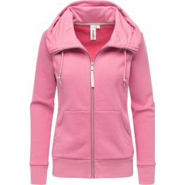 Kapuzensweatjacke Ragwear "Neskia Zip", Damen, Gr. L (40), rosa, Material: 70% Baumwolle, 30% Polyester, körpernah hüftbedeckend, hoch geschlossener Ausschnitt, Ärmel ohne Ärmelschlitz Rippbündchen, Sweatjacken, Weiche Sweatjacke mit Kapuze