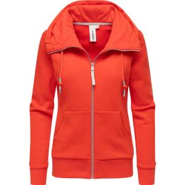 Kapuzensweatjacke Ragwear "Neskia Zip", Damen, Gr. S (36), rot, Material: 70% Baumwolle, 30% Polyester, körpernah hüftbedeckend, hoch geschlossener Ausschnitt, Ärmel ohne Ärmelschlitz Rippbündchen, Sweatjacken, Weiche Sweatjacke mit Kapuze