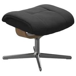 Fußhocker stressless "Mayfair", grau (charcoal dinamica), B:55 H:41 T:39, Microfaser DINAMICA (88% Polyester, 12% Polyurethan), Hocker, mit Cross Base, Größe S, M & L, Holzakzent Eiche