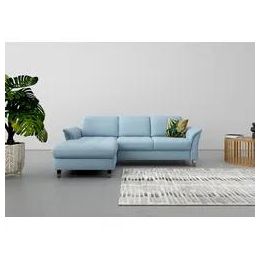 Sit & More Ecksofa SIT & MORE "Maggiore L-Form", blau (hellblau), B:258cm H:88cm T:173cm, 98% Polyester, 2% Polyamid, Sofas, wahlweise mit Kopfteilverstellung, Bettfunktion und Bettkasten