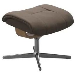Fu&szlig;hocker stressless "Mayfair", braun (mole batick), B:55cm H:41cm T:39cm, Leder BATICK: BATICK ist ein leicht korrigiertes, durchgef&auml;rbtes und genarbtes M&ouml;belleder, bei dem die meisten Unebenheiten und Spuren in der Regel entfernt wurden., Hocker, Fu&szlig;hocker, mit Cross Base, Gr&ouml;&szlig;e S, M & L, Holzakzent Eiche