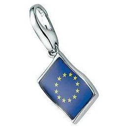 Charm-Einhänger "Flagge Europa, Silber 925", blau, Giorgio Martello MILANO, Charms, Damen, Silber 925 (Sterlingsilber)