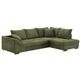 Ecksofa MR. COUCH "Allegro, L-Form", grün (memphis 12 grün), B:303cm H:86cm T:202cm, Memphis (Grundgewebe - 100% Polyester; Nutzschicht- 90% Polyester / 10% Polyamide), Sofas, mit Hochschläfer-Bettauszug, wahlweise mit Kaltschaum