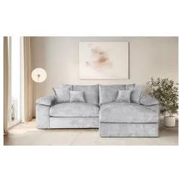 Ecksofa Home Affaire "Soft&Cosy XL L-Form, B: 246 cm", grau (hellgrau), B:246cm T:187cm, 100% Polyester, Sofas, Mega-Sofa, Cord oder Chenille-Struktur, mit Federkern & 4 Zierkissen, Topseller