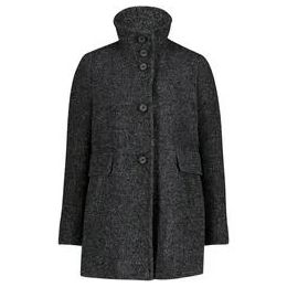 Wolljacke Gil Bret, Damen, Gr. 48, grau (schwarz, grau), Web, Obermaterial: 32% Baumwolle, 27% Polyester, 18% Wolle, 18% Polyacryl, 5% sonstige Fasern, unifarben, casual, tailliert ca. Mitte Oberschenkel, Rundhals, Langarm, Jacken, mit extra hohem Kragen