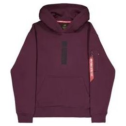 Hoodie Alpha Industries "Alpha Puff Print Hoodie", Herren, Gr. M, rot (schwarz cherry), Obermaterial: 80% Baumwolle, 20% Polyester, regular fit, Sweatshirts