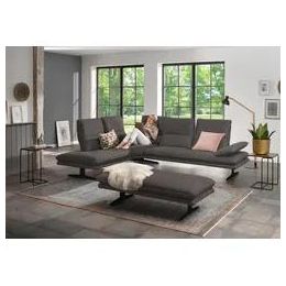 Ecksofa W.Schillig "broadway, Designsofa, toller Sitzkomfort, zeitlos, elegant, L-Form", grau (anthrazit s22), B:284cm H:94cm T:224cm, Flachgewebe S22 (100% Polyester), Sofas, Sitztiefenverstellung, Kopfteil- & Seitenteilverstellung, Breite 284cm