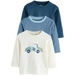 next Shirt Jungen Größe 116 hellblau / dunkelblau / naturweiß