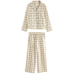 next Pyjama Damen Gr&ouml;&szlig;e XXL beige / dunkelgr&uuml;n / wei&szlig; Winterkleid