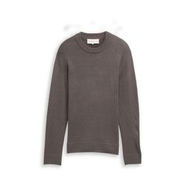 Tom Tailor Denim Herren Strickpullover mit Rundhalsausschnitt, grau, Uni, Gr. XL