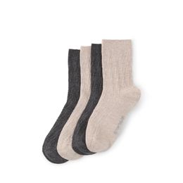 Tom Tailor Damen Socken im 4er-Pack, beige, Uni, Gr. 39-42