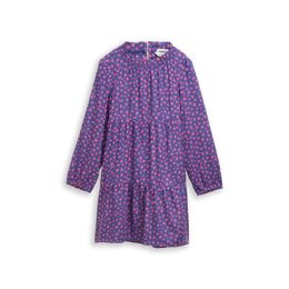 Tom Tailor Mädchen Mini-Kleid mit Allover-Print, blau, Gemustert, Gr. 92/98