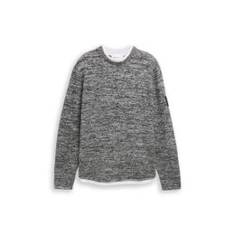 Tom Tailor Denim Herren Strickpullover im 2-in-1-Look, bunt, Meliert, Gr. XL