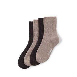 Tom Tailor Damen Socken im 4er-Pack, schwarz, Uni, Gr. 35-38