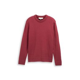 Tom Tailor Denim Herren Strickpullover mit Rundhalsausschnitt, rot, Uni, Gr. S