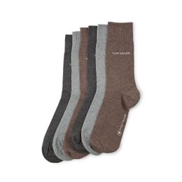 Tom Tailor Herren Socken im 6er-Pack, grau, Uni, Gr. 43-46