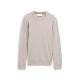 Tom Tailor Denim Herren Basic Strickpullover aus Baumwolle, grau, Meliert, Gr. XL