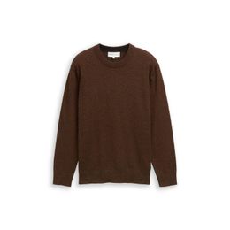 Tom Tailor Denim Herren Basic Strickpullover aus Baumwolle, braun, Meliert, Gr. XL