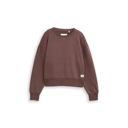 Tom Tailor Mädchen Basic Sweatshirt mit Badge, braun, Uni, Gr. 152