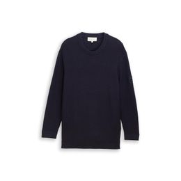 Tom Tailor Herren Plus Size - Strickpullover mit Rundhalsausschnitt, blau, Uni, Gr. 4XL