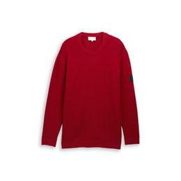 Tom Tailor Herren Plus Size - Strickpullover mit Rundhalsausschnitt, rot, Uni, Gr. 4XL