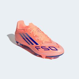 Fußballschuh adidas Performance "F50 CLUB KUNSTRASEN NEUERER GENERATION, HART- UND ASCHENPLÄTZE E", Gr. 39, beam orange, lucid blau, cloud weiß, Synthetik, Schuhe, geeignet für Rasen- und Kunstrasenplätze
