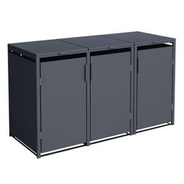 DEGAMO Mülltonnenbox MÜNCHEN 200x80x116cm für 3x Tonnen 120 und 240 Liter, Stahl anthrazit