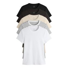 The Set T-Shirt Damen Gr&ouml;&szlig;e XS beige / dunkelbraun / schwarz / wei&szlig;