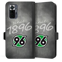 DeinDesign Xiaomi Redmi Note 10 Pro Handy Klapph&uuml;lle Handyh&uuml;lle aus Kunst Leder schwarz Flip Case Hannover 96 H96 Official Licensed Product Sideflip mit langer 