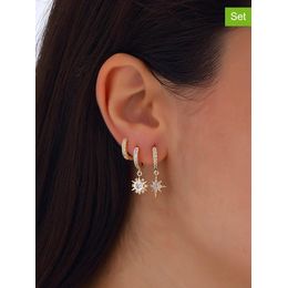Luja Bijoux 3er-Set: Vergold. Creolen mit Zirkonia - 63% | Schmuck