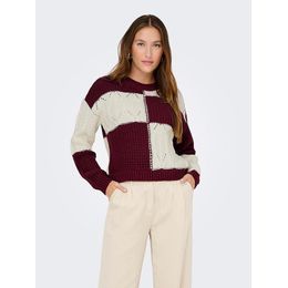 Jacqueline de Yong JDY Pullover in Bordeaux/ Weiß - 11% | Größe M | Damen-pullover-cardigans