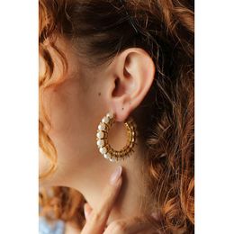 L'Atelier de Gaia Vergold. Creolen mit Perlen - 75% | Schmuck