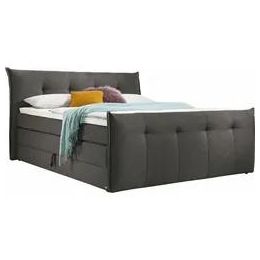 Boxspringbett "Florida", grau (anthrazit), B:225cm L:228cm, Feingewebe (100% Polyester), SET ONE BY Musterring, Komplettbetten, Boxspringbett, mit Bettkasten, in 5 Liegekomfortvarianten
