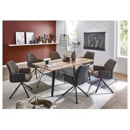 Essgruppe Niehoff SITZMÖBEL, grau (stone, schwarz), Drehfunktion, Sitzmöbel-Sets, Stuhl hat besondere Funktionen, alles aus Balkeneiche