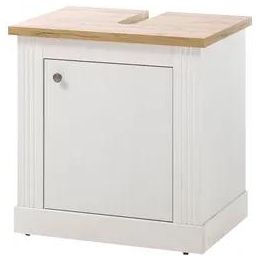 Waschbeckenunterschrank Home Affaire "WESTMINSTER, Waschtisch im Landhausstil, Badschrank mit Metallgriffen", weiß (pinie weiß dekor), B:62cm H:64cm T:44cm, Schränke, im romantischen Landhausstil