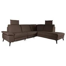 Ecksofa Alina, braun (dunkelbraun gba 24), B:267cm H:118cm T:210cm, Struktur GBA (100% Polyester), Sofas, inkl. Kopfstützen, wahlweise mit Relaxfunktion, Breite: 267 cm