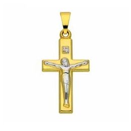 Kette mit Anhänger ADELIA ́S "333 Gold Kreuz Anhänger Korpus", gold, Halsketten, Damen, Schmuckset - Set mit Halskette
