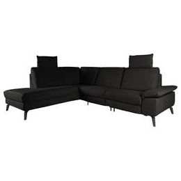 Ecksofa Alina, schwarz (schwarz gba 10), B:267cm H:118cm T:210cm, Struktur GBA (100% Polyester), Sofas, inkl. Kopfstützen, wahlweise mit Relaxfunktion, Breite: 267 cm