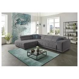 Ecksofa DIE PLANBAR "MP-IN15053 L-Form breiter Schenkel", grau (anthrazit), B:323cm H:73cm T:222cm, 100% Polyester, Sofas, wahlweise mit Kopfteilverstellung und manueller Vorziehbank