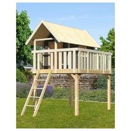 Karibu Spielturm AKUBI "Fidel", grau (terragrau), Spieltürme, KinderB:198cm H:329,5cm T:243cm, Holzwerkstoff, BxTxH: 198x243x330 cm, B:198cm H:329,5cm T:243cm