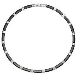 Collier Jobo, silber (edelstahlfarben), Halsketten, Damen, Edelstahl Keramik, L: 47, Edelstahl, Keramik, Collier, Keramik mit Edelstahl und 54 Zirkonia 47 cm