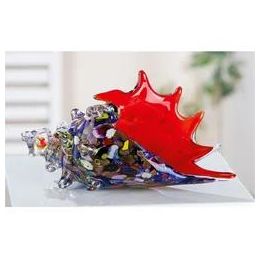 Dekofigur CASABLANCA BY GILDE "Skulptur "Muschel"", bunt (blau, rot), B:27,5cm H:14,5cm T:12cm, Glas, Dekofiguren
