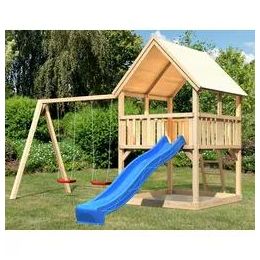 Spielturm Konifera "Lenie C", beige (natur, rot), Spieltürme, KinderB:475,5cm H:345cm T:275,5cm, Holzwerkstoff, BxTxH: 476x276x345 cm, B:475,5cm H:345cm T:275,5cm