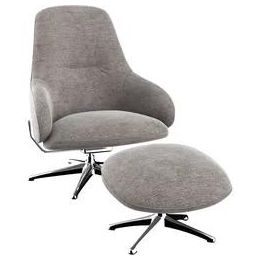 Drehsessel FLEXLUX "Falcone, Drehbarer Fernsehsessel, Entspannung, Hoher Komfort, Scandi", mushroom, aluminiumfarben, Sessel, Chenille, Rückteilverstellung, B/H/T: 80cm x 110cm x 87cm, 100% Polyester, Liegefunktion, drehbar, Fuß Alu, B:80cm H:110cm T:87cm