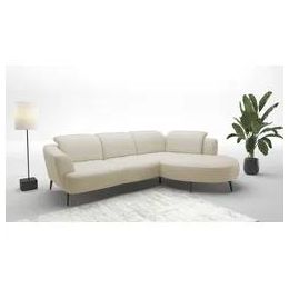 Sit & More Ecksofa SIT & MORE "Zoe", beige (creme), B:309cm H:87cm T:199cm, 95% Polyester, 5% Polyamid, Sofas, ink.Sitztiefenverstellung, wahlweise mit Kopfteilverstellung
