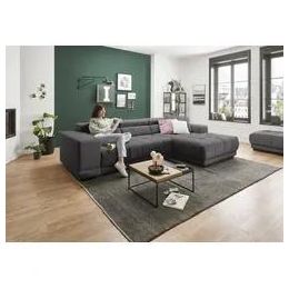 Ecksofa DIE PLANBAR "MP-IN15053 L-Form schmaler Schenkel", grau (anthrazit), B:303cm H:75cm T:190cm, 88% Polyester; 12% Polyamid, Sofas, mit Kopfteilverstellung, wahlweise mit manueller Vorziehbank