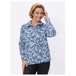 Fleeceshirt Classic Basics "Fleece-Shirt", Damen, Gr. 40, blau (bleu, jeansblau, bedruckt), 100% Polyester, gemustert, mehrfarbig, Shirts