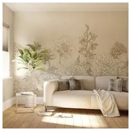 Fototapete Art for the home "Gedämpfte Blumenmuster", beige, H:2,8m L:2,8m, Vlies, Tapeten, Design Tapeten